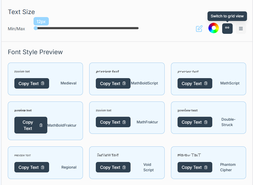 Freaky Font Generator - 𝓛𝓪𝓻𝓰𝓮 𝓒𝓸𝓵𝓵𝓮𝓬𝓽𝓲𝓸𝓷 of Fancy Fonts